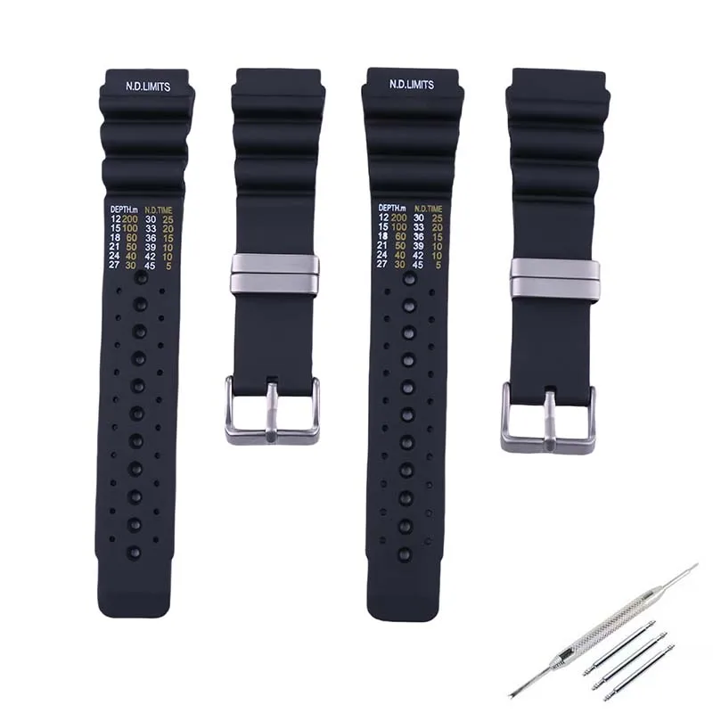 20mm 22mm 24mm men's rubber watch strap pin buckle compatible with ...