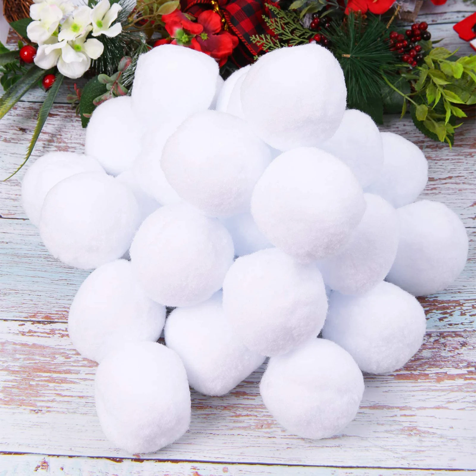 50Pcs 7cm Indoor Realistic Fake Soft Snowballs For Fight Game Christmas ...