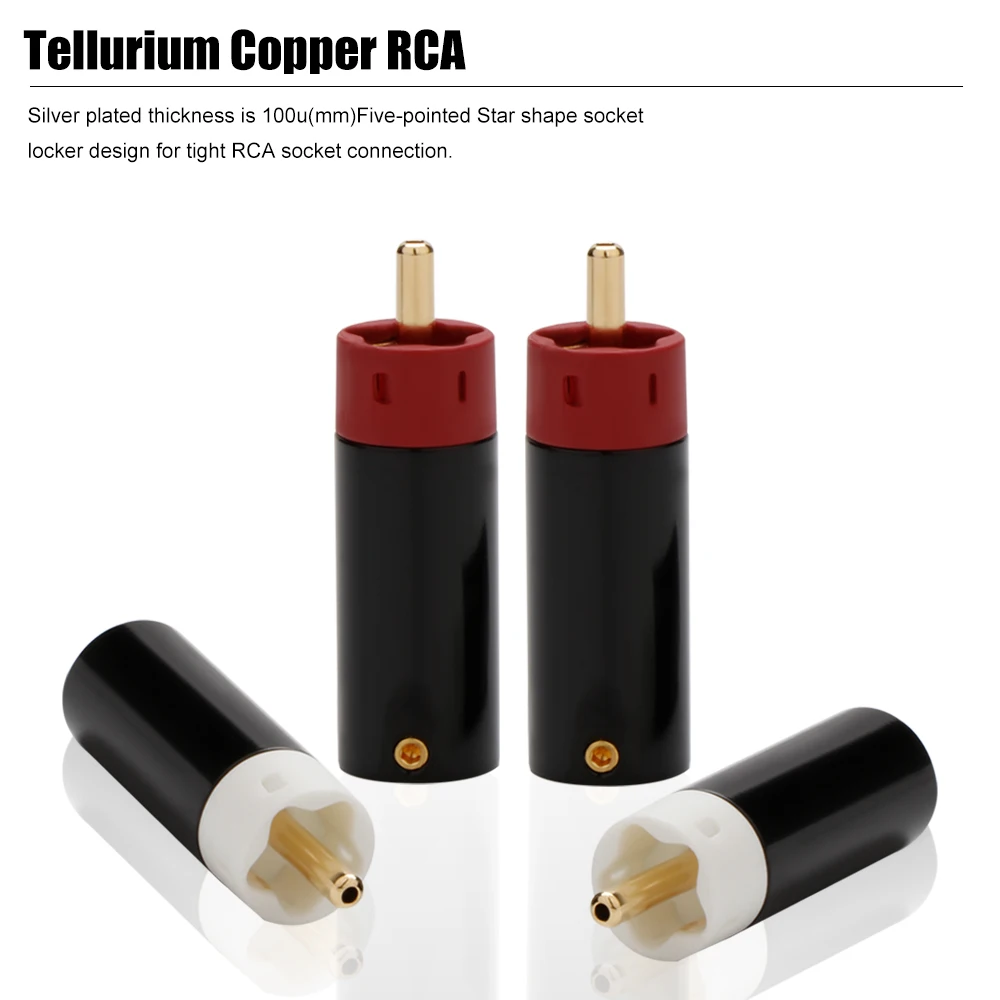 4PCS High Quality Tellurium Copper Silver Plated RCA Plug High-end RCA ...