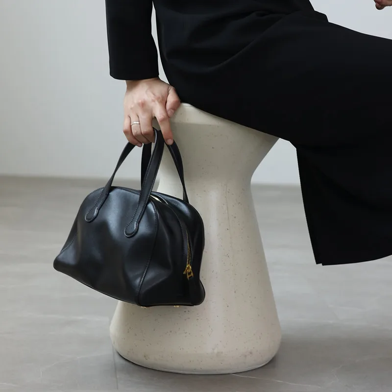 Women Luxury Real Leather Handbags Soft Black Versatile Bag Full Grain ...