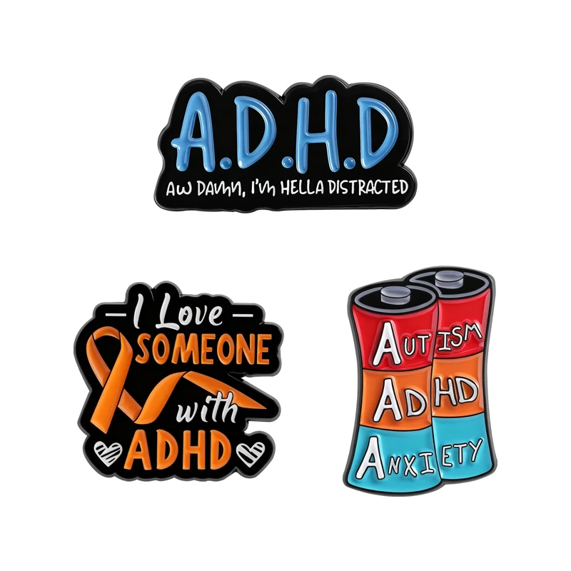 ADHD AUTISM ANXIETY Brooch Enamel Pins I Love Someone With ADHA Mental ...