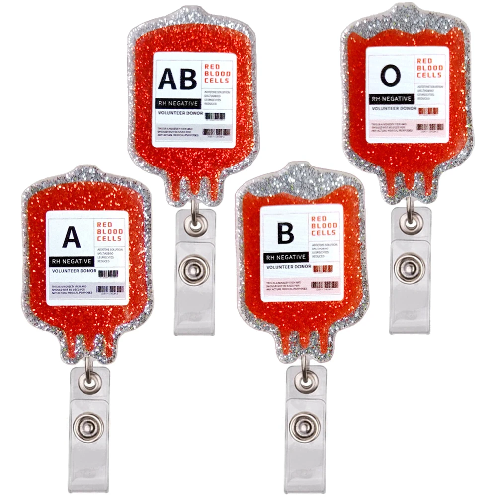 Nurse-Doctor-Retractable-Blood-Type-Group-Shape-Badge-Reel-Brooches ...