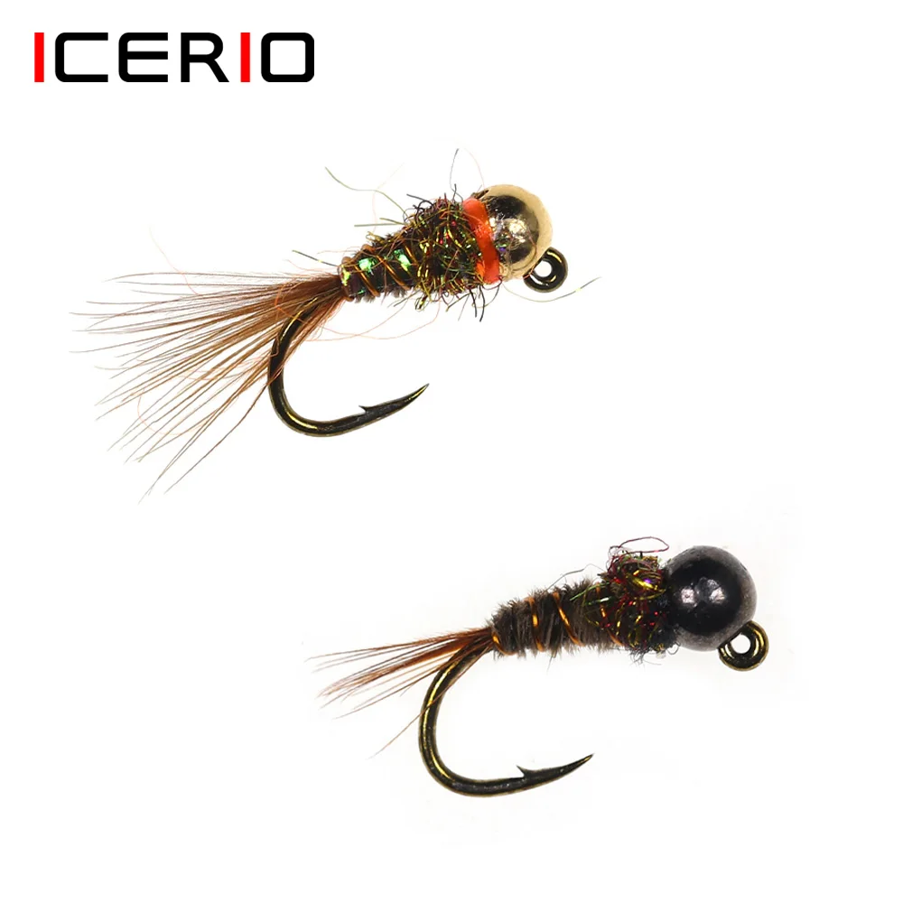 ICERIO 8PCS Tungsten Bead Jig Nymphs Fly Wet Euro Czech Nymph for Trout Perch Crappie Blue Gill ...