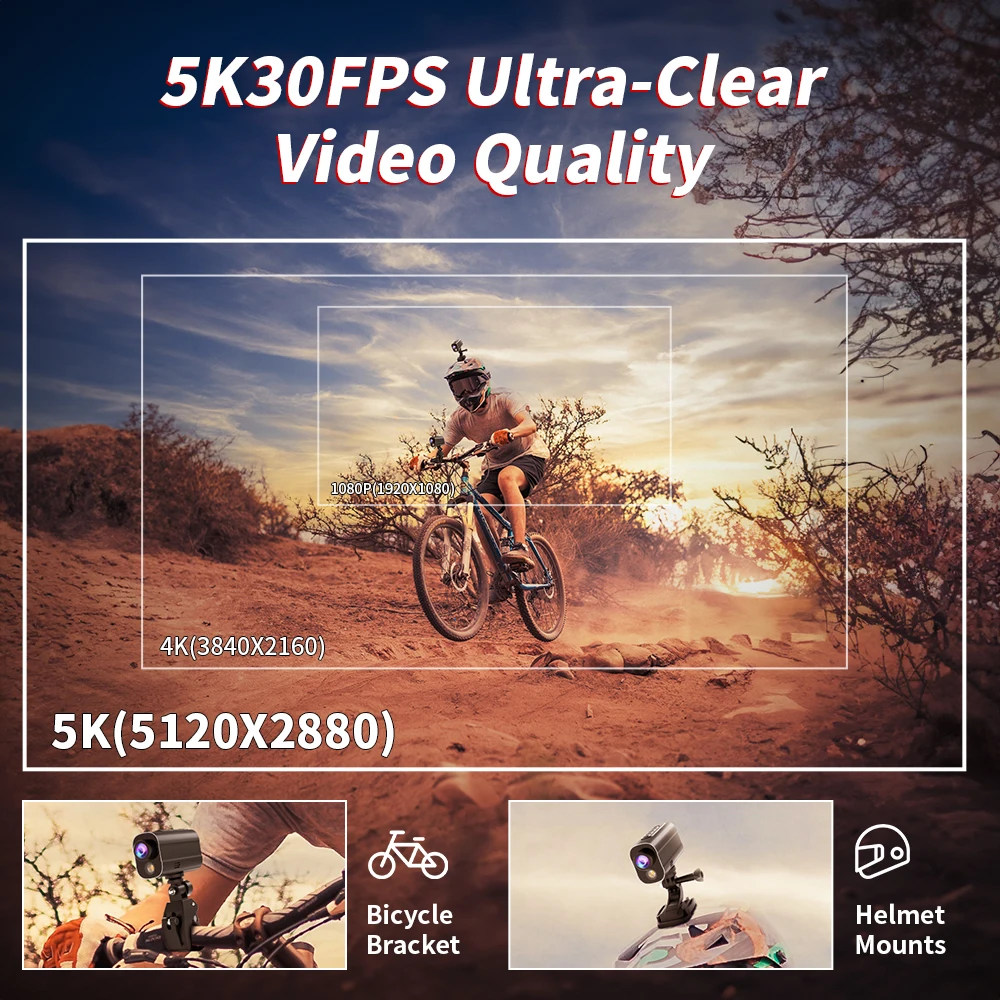 5K Action Camera Road Bike Motorcycle Helmet Camera Anti Shake Riding ...
