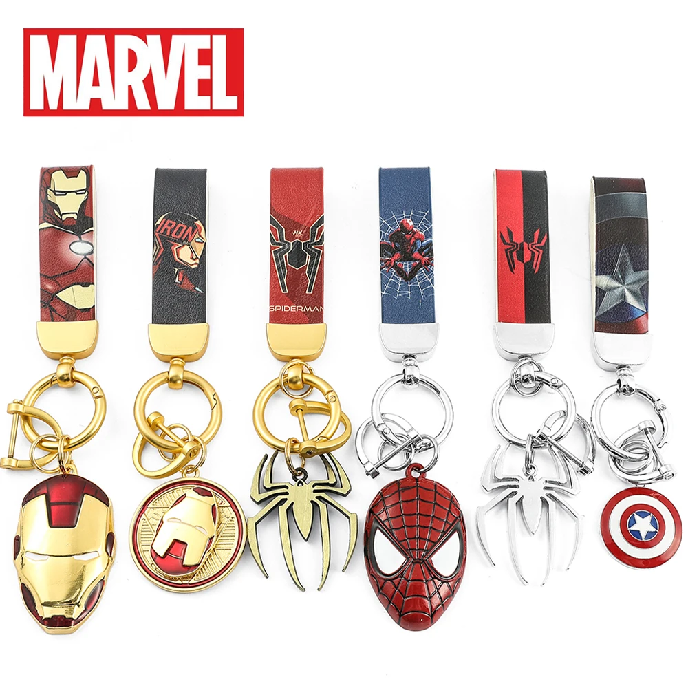 Marvel-Superhero-Leather-Keychain-Iron-Man-Steve-Rogers-Hulk-Spider-Man ...
