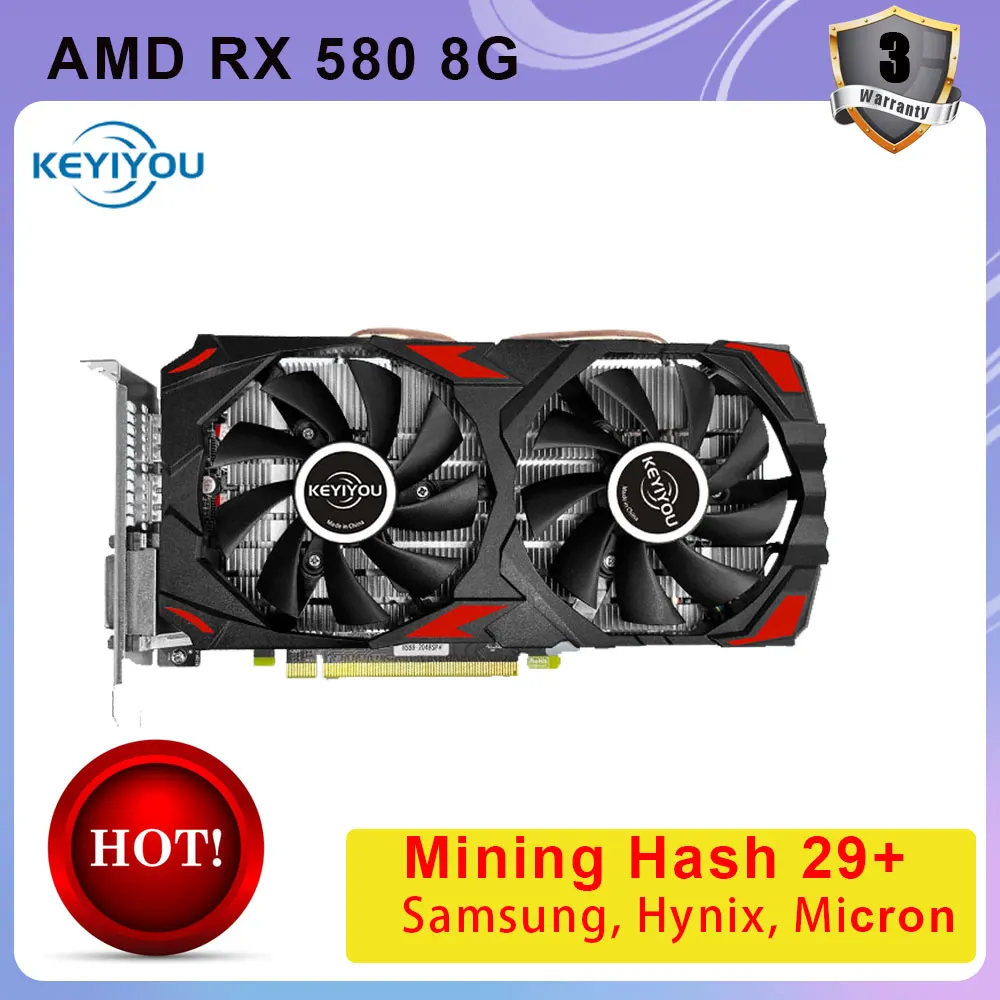 Tarjetas gráficas AMD RX 580 8G para GDDR5 GPU mining Video Card 256Bit 2048SP RX580 hashrate ...