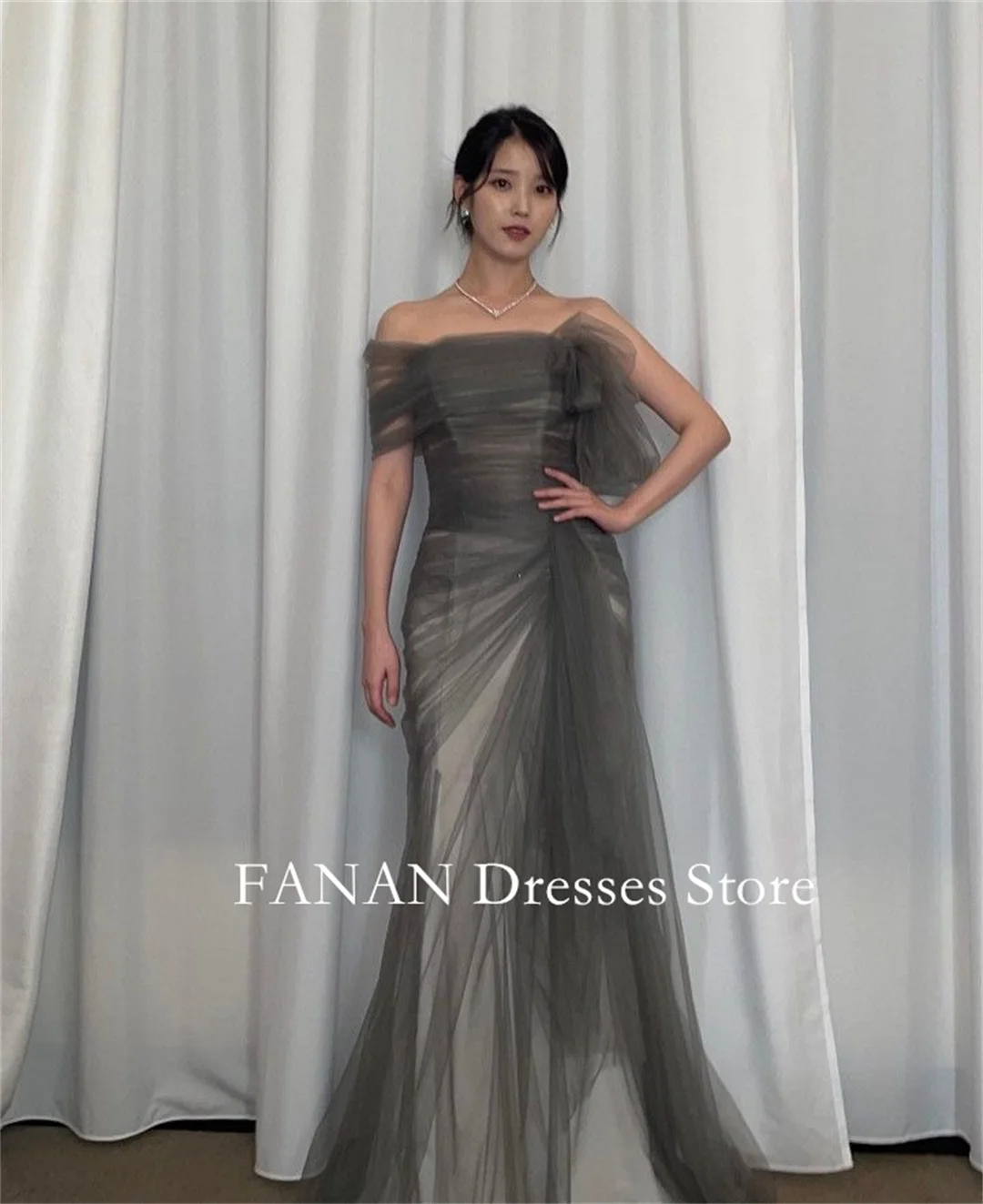 FANAN Customized Mermaid Evening Party Dresses Tulle Korea Green Ruched ...