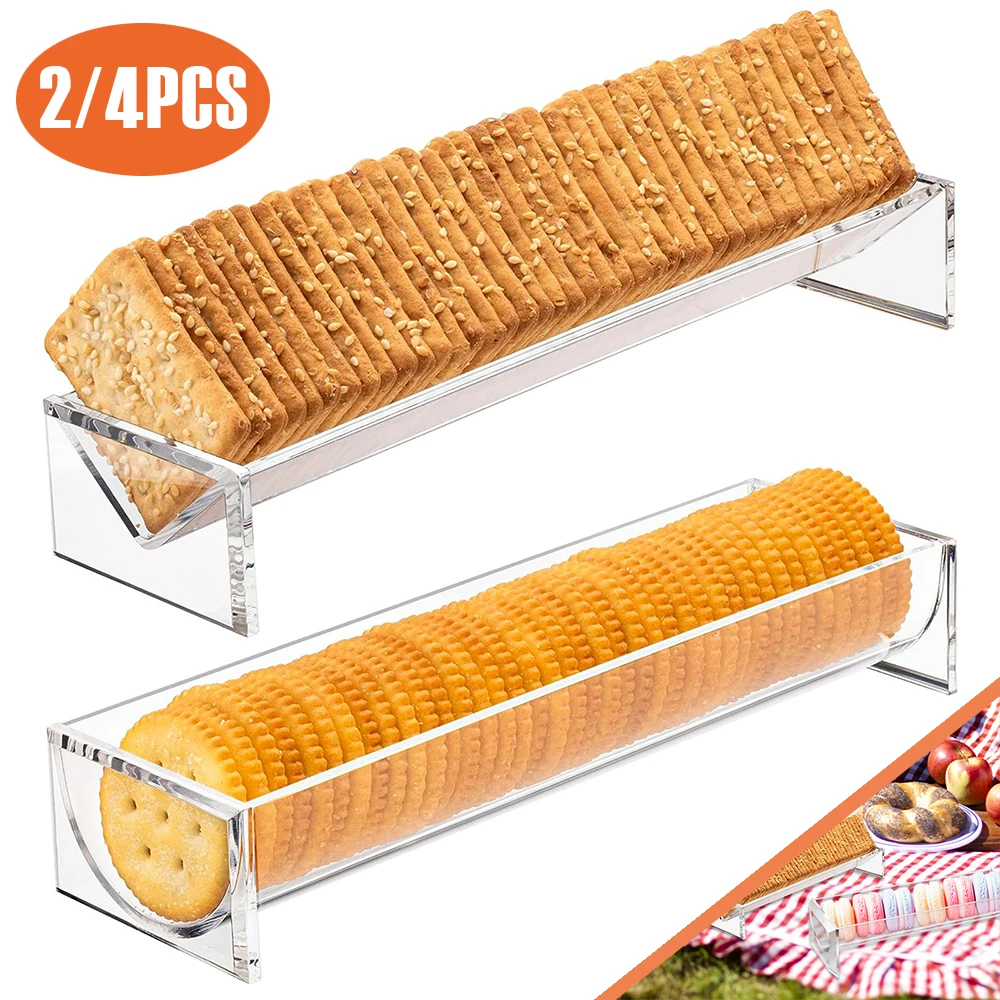 2/4 Pcs Cracker Serving Tray Clear Acrylic Cracker Holder 8.75x2.75x1.5 ...