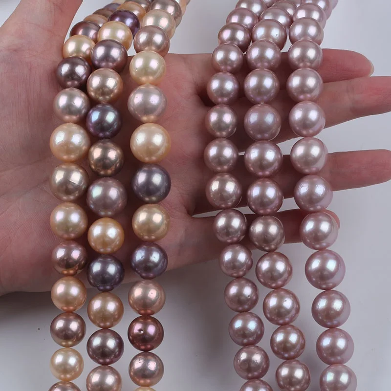 12-15mm-Natural-Pink-Purple-Color-Freshwater-Edison-Round-Pearl-Beads ...
