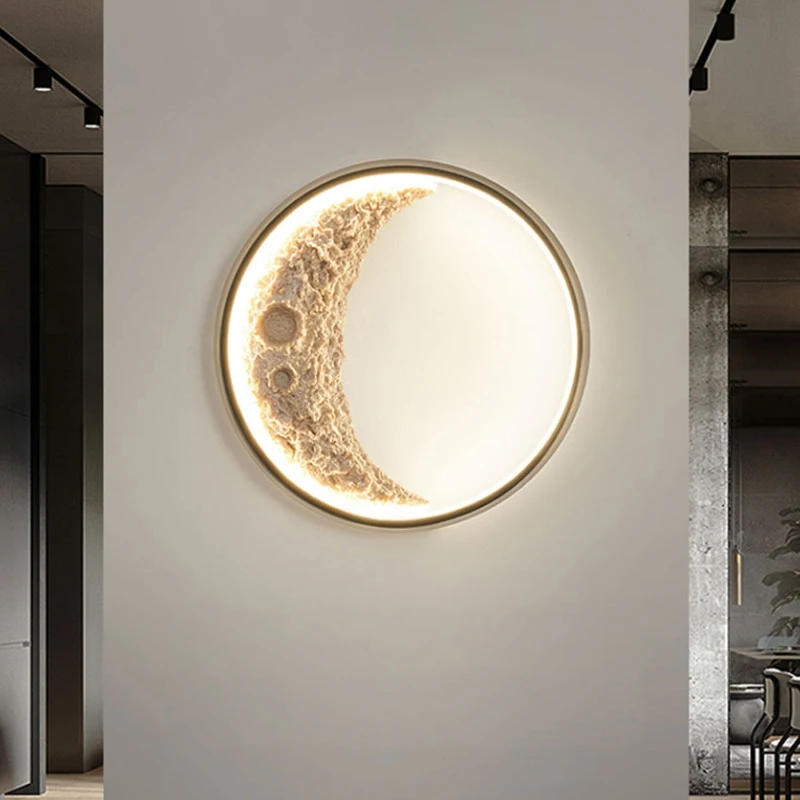 Modern LED Moon Wall Lamp Creative Corridor Mural Wall Accessories ...