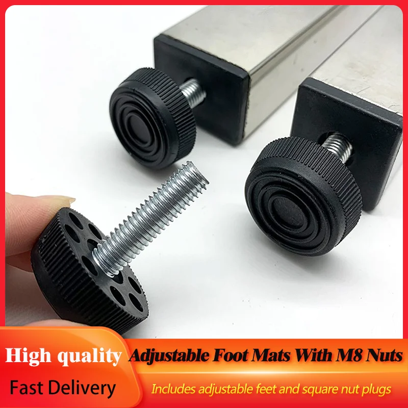 4Pcs Square Adjustable Foot Mats With M8 Nuts Pipe Plug Rectangle ...