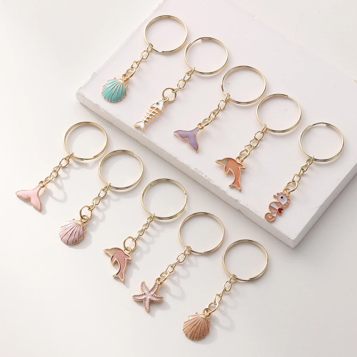 10pcs-Marine-Animal-Alloy-Key-Chain-New-Summer-Cute-Fish-Tail-Dolphin ...