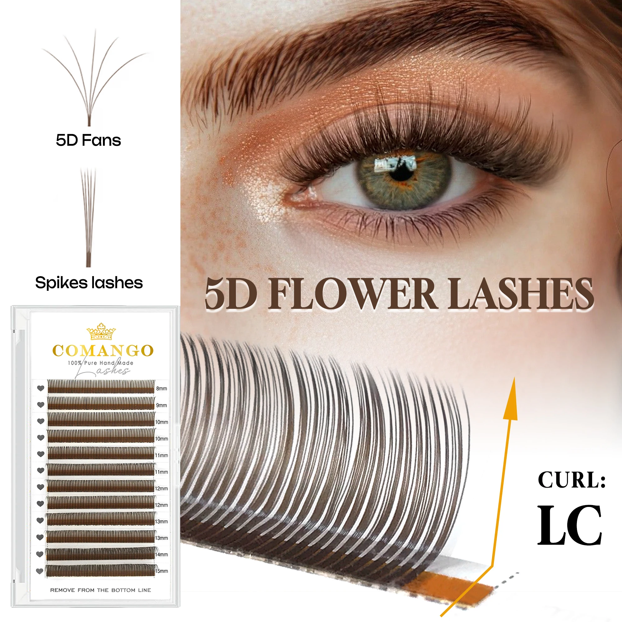 CoMango LC Curl 5D Brown Flower Flora Lash Russia Volume Spikes Fairy ...