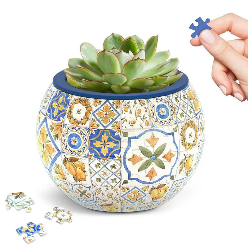 3D-Puzzle-Planter-Succulent-Planter-with-Drainage-Small-Round-Plant ...