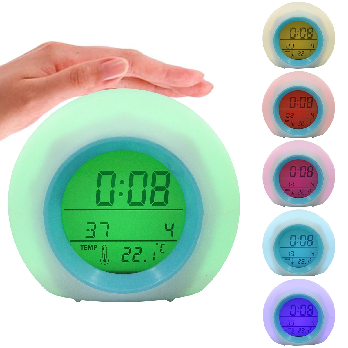 LED Digital Alarm Clock Backlight Snooze Mute Bedside Clock 7 Color ...