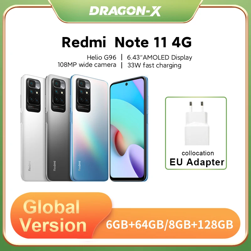 Xiaomi Smartphone Redmi Note 11, 4G, ROM Global, 4GB/6GB, 128GB, cámara de 50MP, pantalla ...