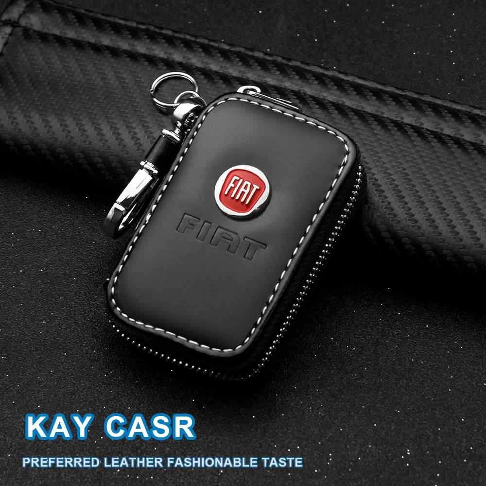Leather-Car-Key-Wallet-Zipper-Keys-Organizer-Fashion-Men-Keychain-Case ...