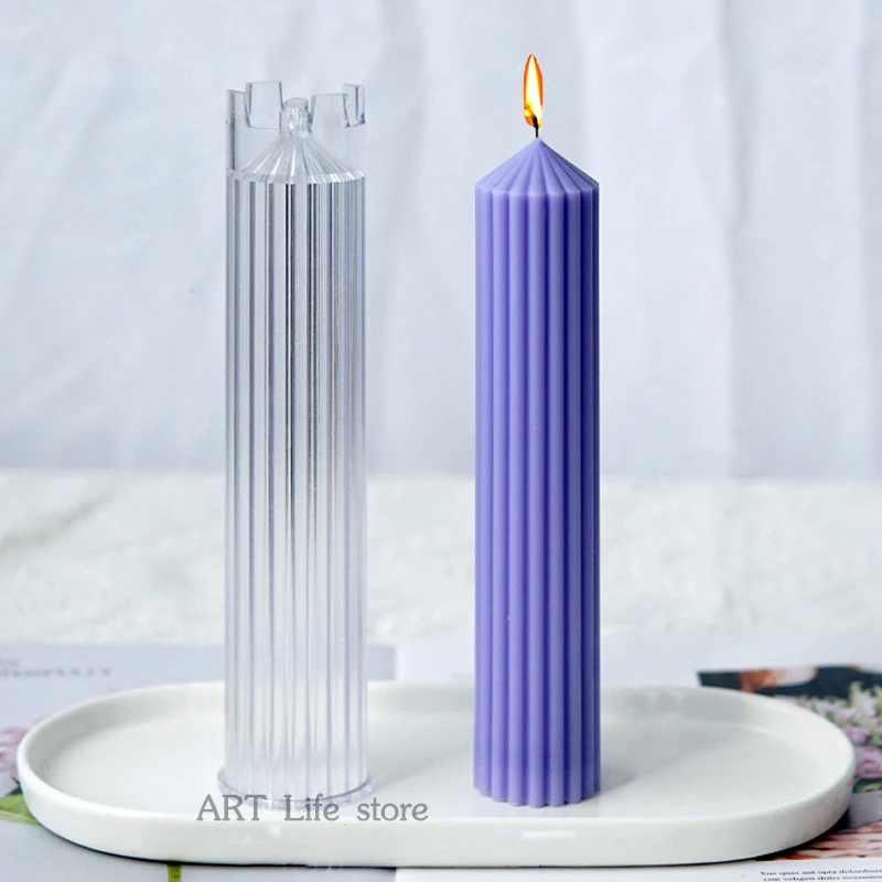 20cm Striped Cylindrical Candle Mold DIY Peaked Conical Column Candle ...