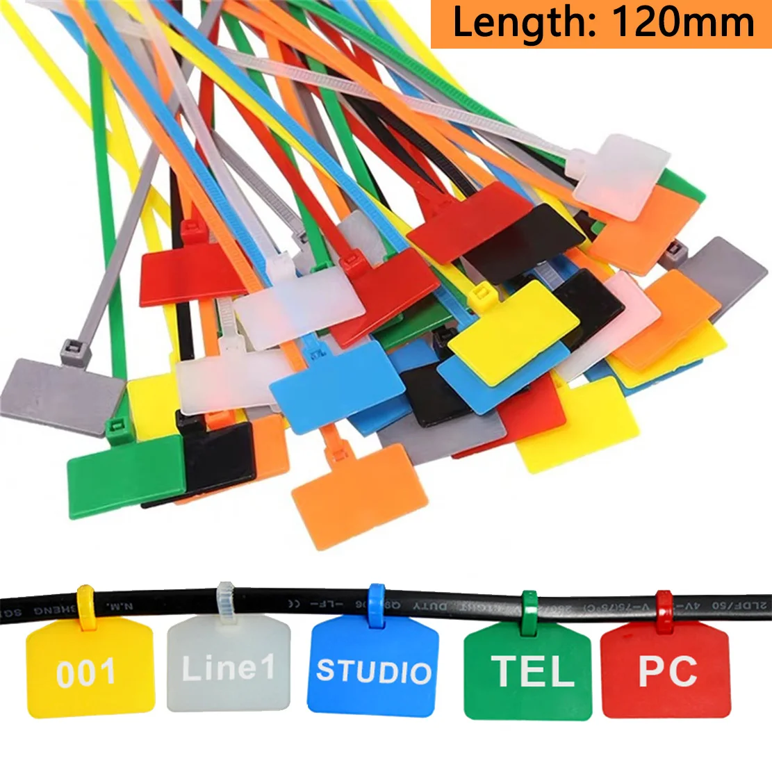 Length: 120mm Easy Mark Nylon Cable Ties Tag Labels Plastic Loop Ties ...