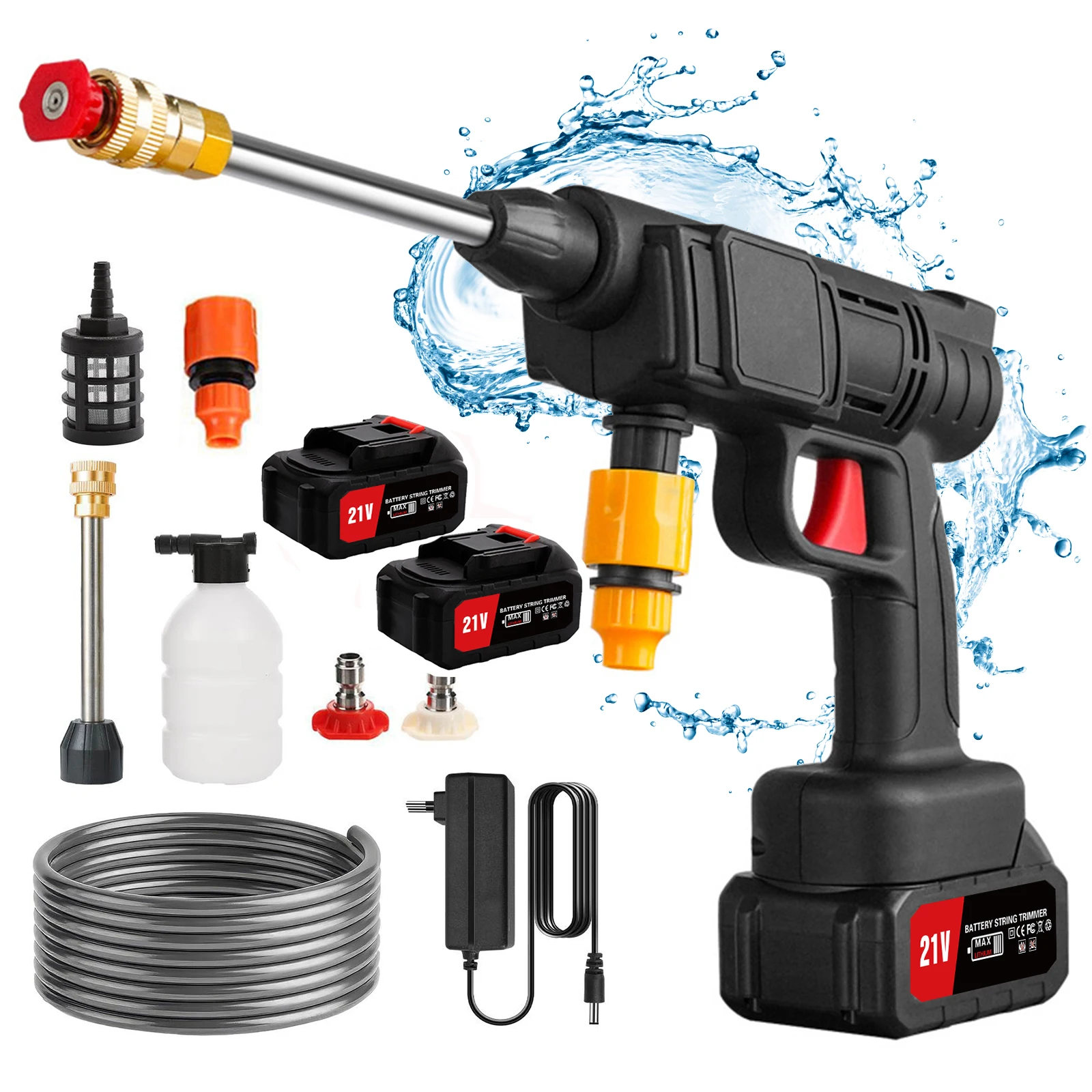 1000W Cordless High Pressure Washer Spray Water Gun Car Wash Pressure ...