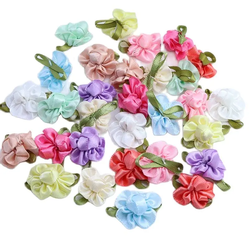 200pcs-2-5cm-Multi-Color-Satin-Ribbon-Flower-For-Head-Rosette-Girls ...