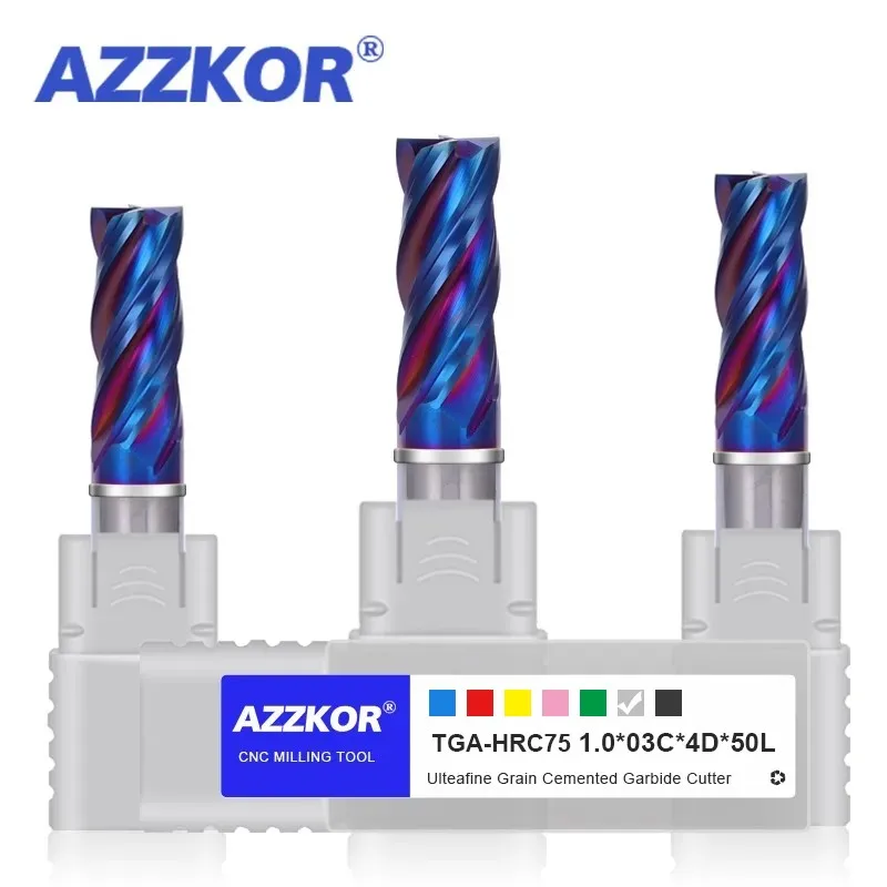 AZZKOR-TGA-HRC75-4-Flute-Blue-Nano-Coating-Falt-Milling-Cutter-Tungsten ...