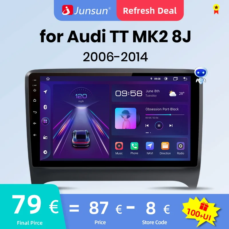 Junsun V1 Pro 8G + 128G Para Audi TT MK2 8J 2006-2014 Rádio Do Carro ...