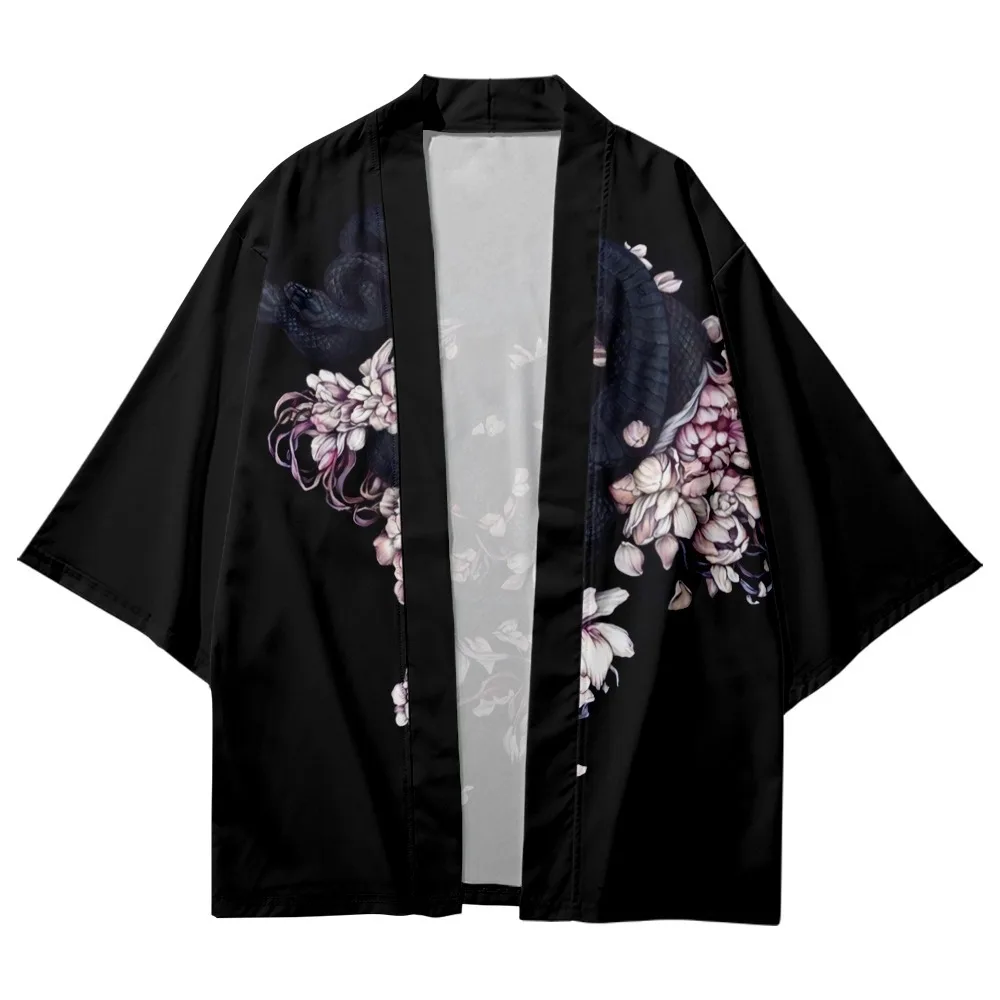Snake-Flowers-Print-Fashion-Cardigan-Men-Women-Beach-Kimono-Japanese-Streetwear-Style-Summer ...
