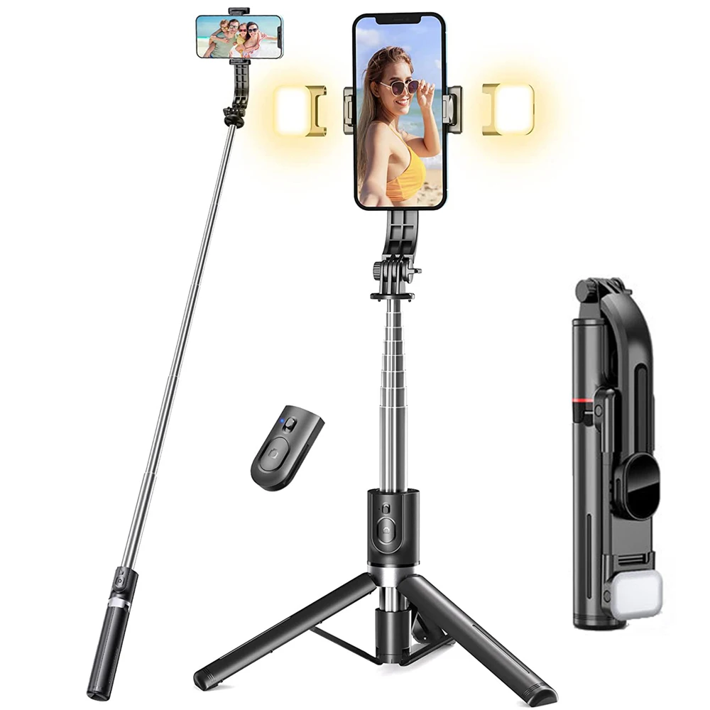 Upgraded Extended Foldable Wireless Bluetooth Selfie Stick Tripod With
