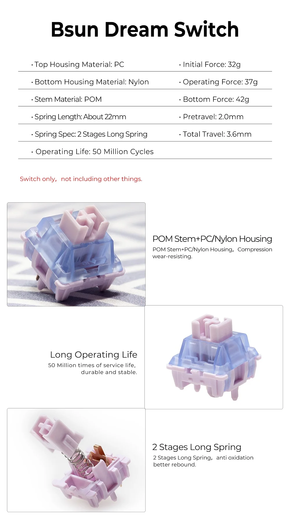 BSun Dream Switch RGB SMD Linear Switch Fantasy For Gaming Mechanical ...