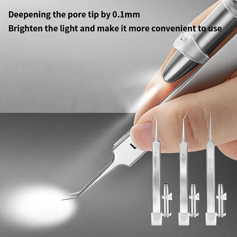 Acne Needle Tweezers Light Blackhead Blemish Pimples Removal Pointed ...