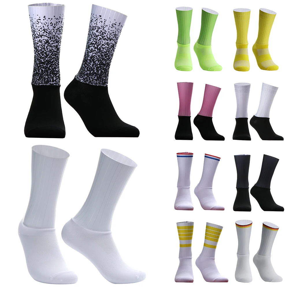 Anti Slip Silicone Summer Aero Socks Whiteline Cycling Socks Men ...