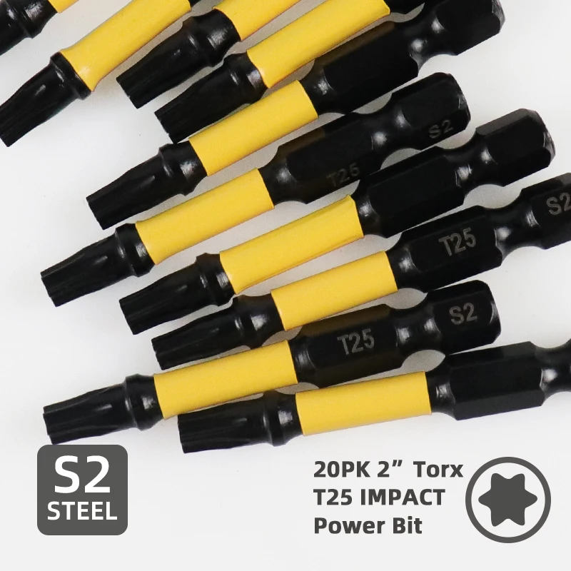 1Inches Impact Magnetic Screwdriver Bit #25 Torx Screwdriver Bit Set S2 ...