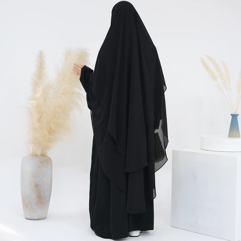 Hijabi Extra-long Chiffon Khimar Hijab (No Dress), 2 Layers Front and ...