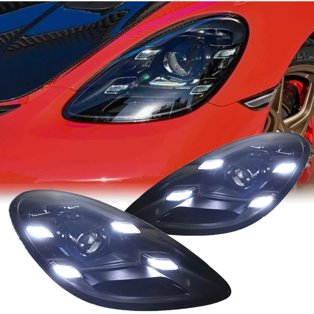 2pc-Car-Front-Lights-For-Porsche-718-Cayman-Boxster-Led-Headlights-2016 ...