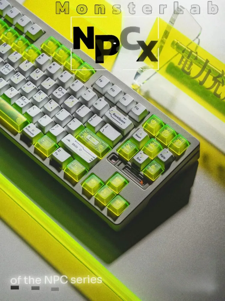NPCX-Fluorescent-Green-Keycap-Set-PBT-PC-Custom-Translucent-Keyboard-Cap-Cherry-Profile-Gaming ...