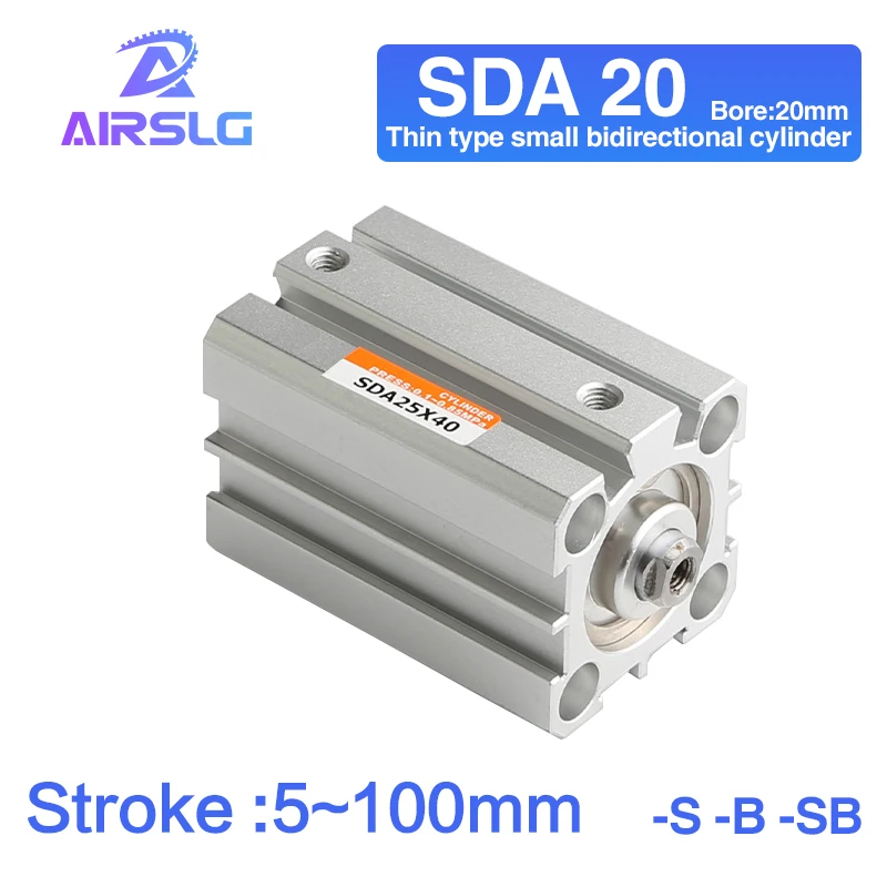 AIRTAC Type air pneumatic cylinder SDA double acting compact cylinder ...