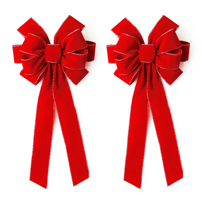 Red-Christmas-Bows-Outdoor-Decorations-Large-Christmas-Tree-Topper-Bow ...