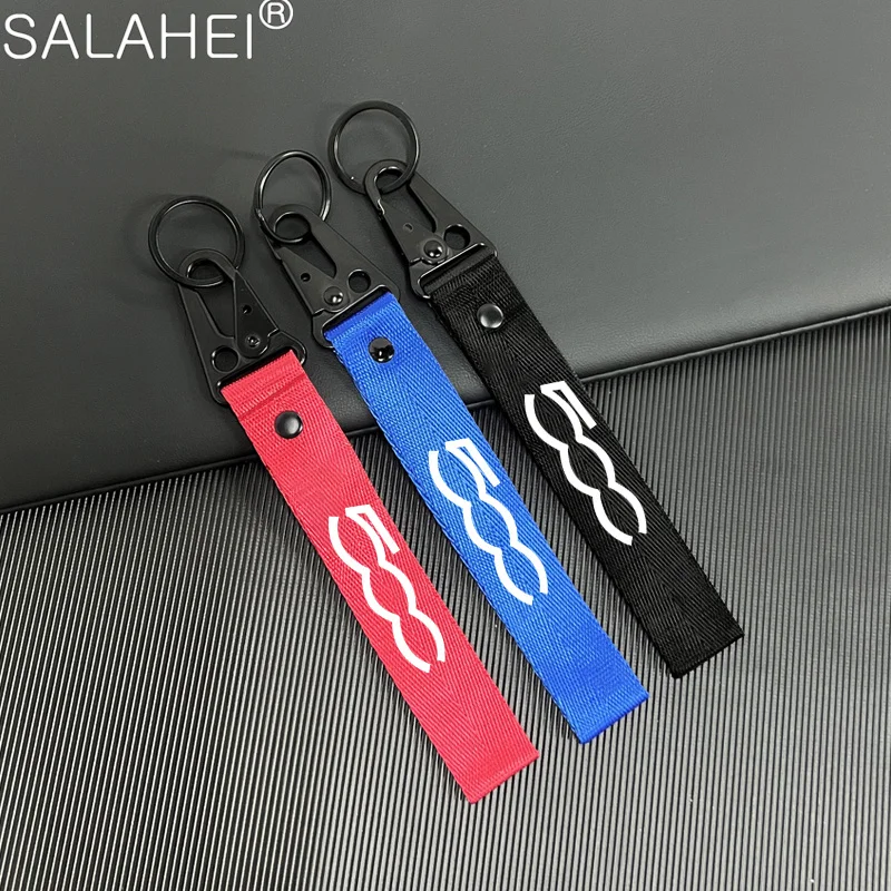 Metal-Car-Keychain-Logo-Pendant-Nylon-Webbing-Key-Ring-For-Fiat-Abarth ...
