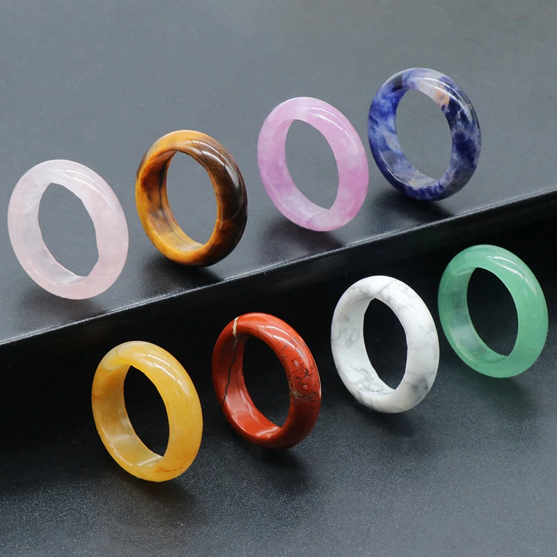 1Pcs Natural Stone Rings Exquisite Agates Crystal Ring For Women Girl ...