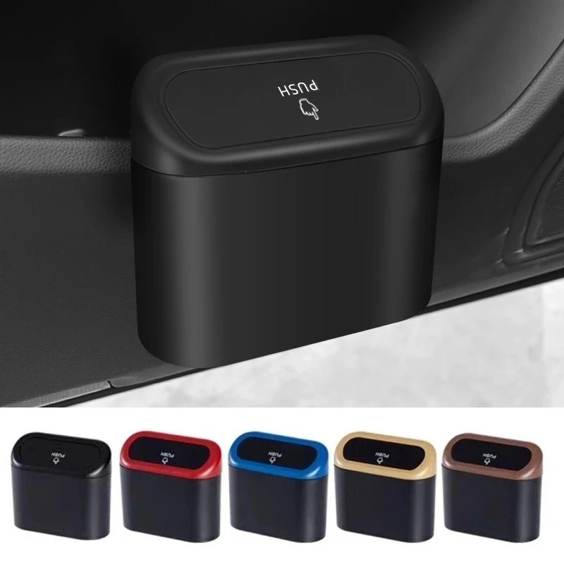 Portable Hanging Mini Car Trash Can,Wastebasket Trash Can with Lid, for ...