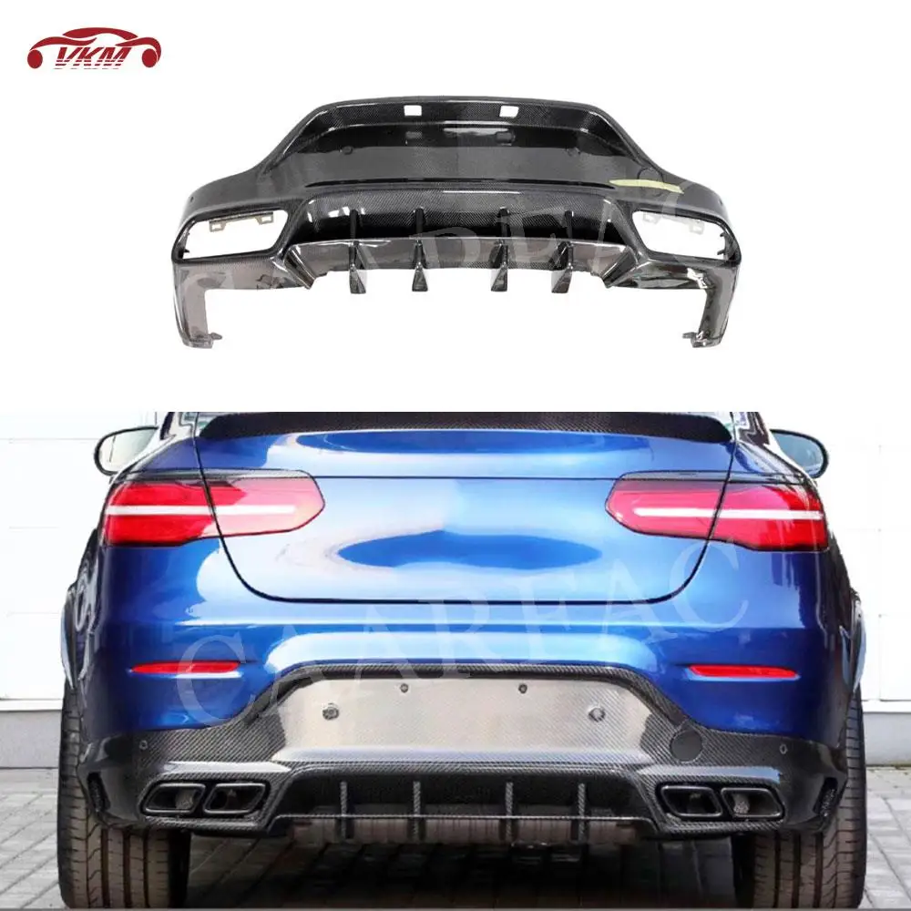 Carbon-Fiber-Rear-Hugger-Bumper-Lip-Diffuser-with-Exhaust-Tips-for-Benz ...