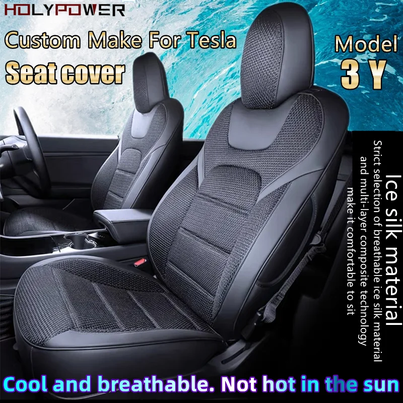 For-Tesla-Model-3-Y-Car-Seat-Cover-2017-2022-Ice-Silk-Full-Surrounded ...