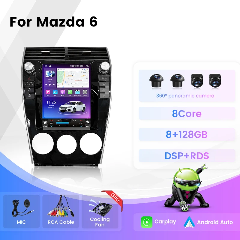 8G-128G-Android-12-For-Mazda-6-2002-2003-2004-2005-2006-2007-2008 ...