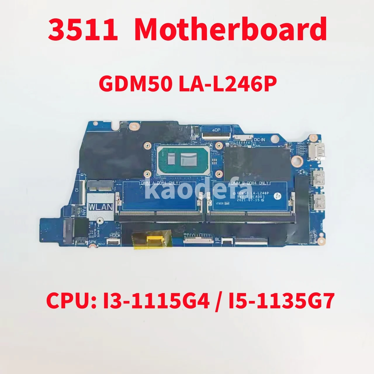 Dell-LA-L246P-Laptop-anakart-CPU-i-in-GDM50-3511-anakart-I3-1115G4-I5 ...