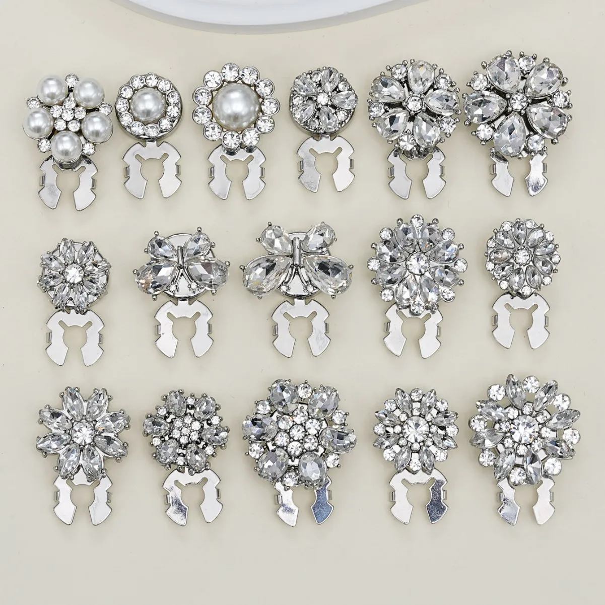 2PCS Luxulry Rhinestone Pearl Round Cufflinks for Women Shirt Button ...
