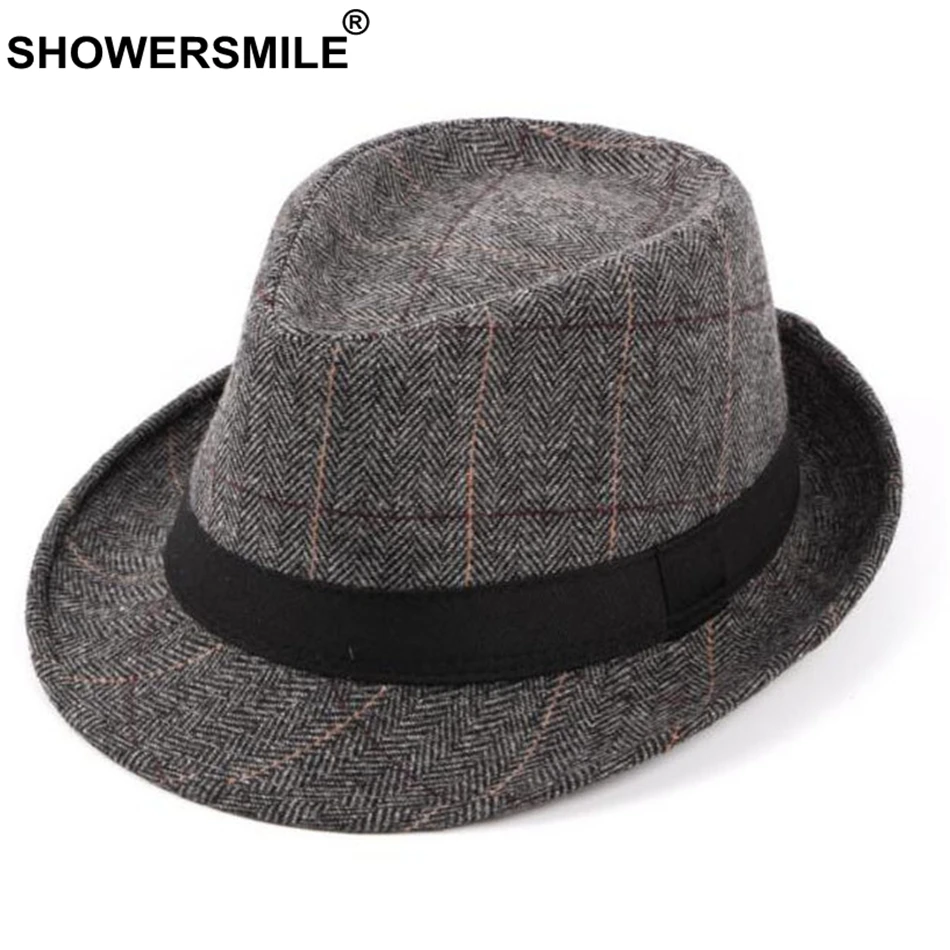 Herringbone Fedora Hat Black