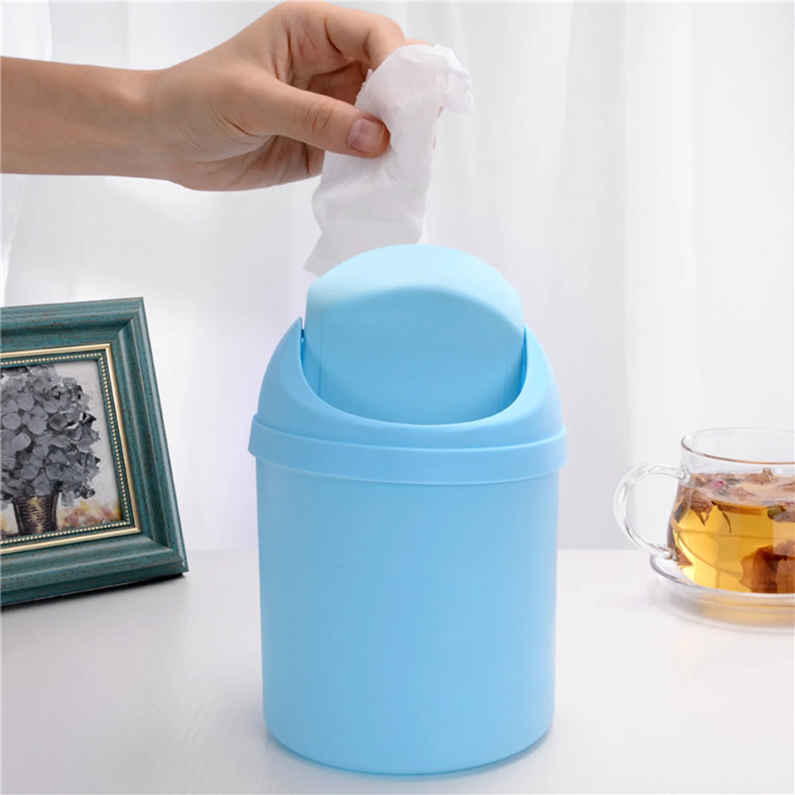Poubelle de cuisine,Blue--Mini poubelle de bureau multi usage avec ...