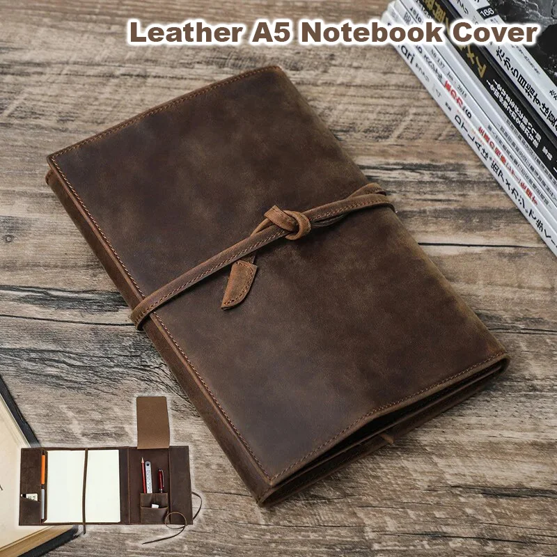 Genuine-Leather-Strap-A5-Notebook-Cover-For-Journal-Notebook-Pencil ...