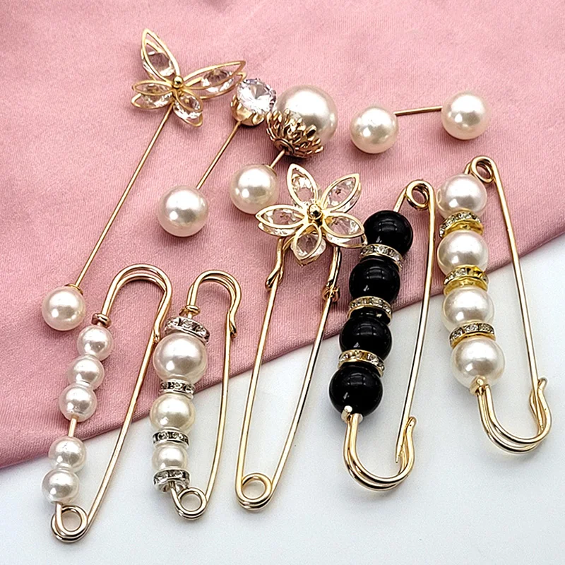 1pcs-Fashion-Pearl-Fixed-Strap-Charm-Safety-Pin-Brooch-Sweater-Cardigan ...